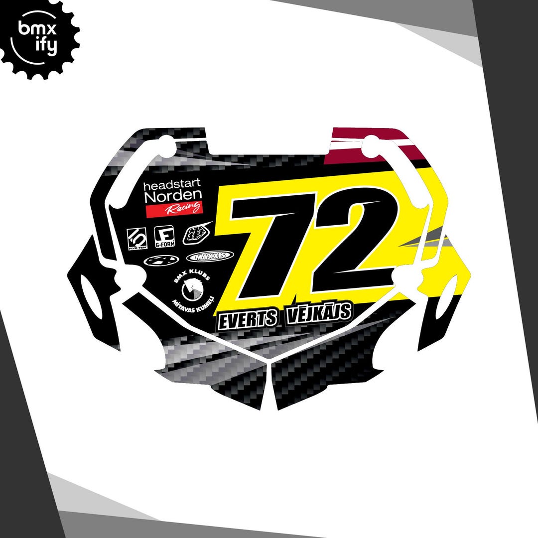 Carbon Full-wrap Bmx Number Plate Decal | Custom Race Plate Sticker ...
