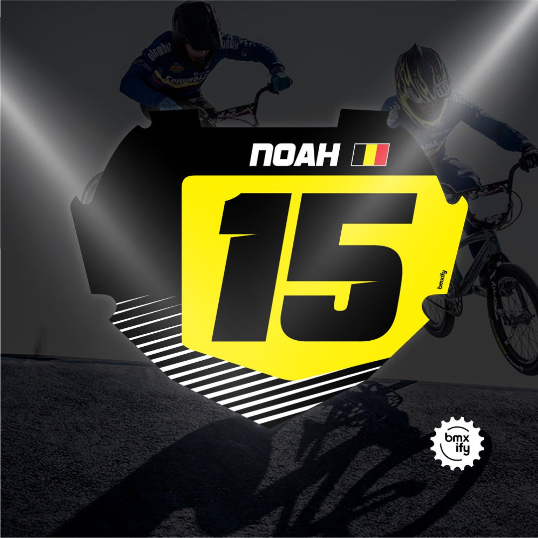 Classic Blkwht BMX Numberplate Sticker Bmx Race Race Numberplate Custom ...