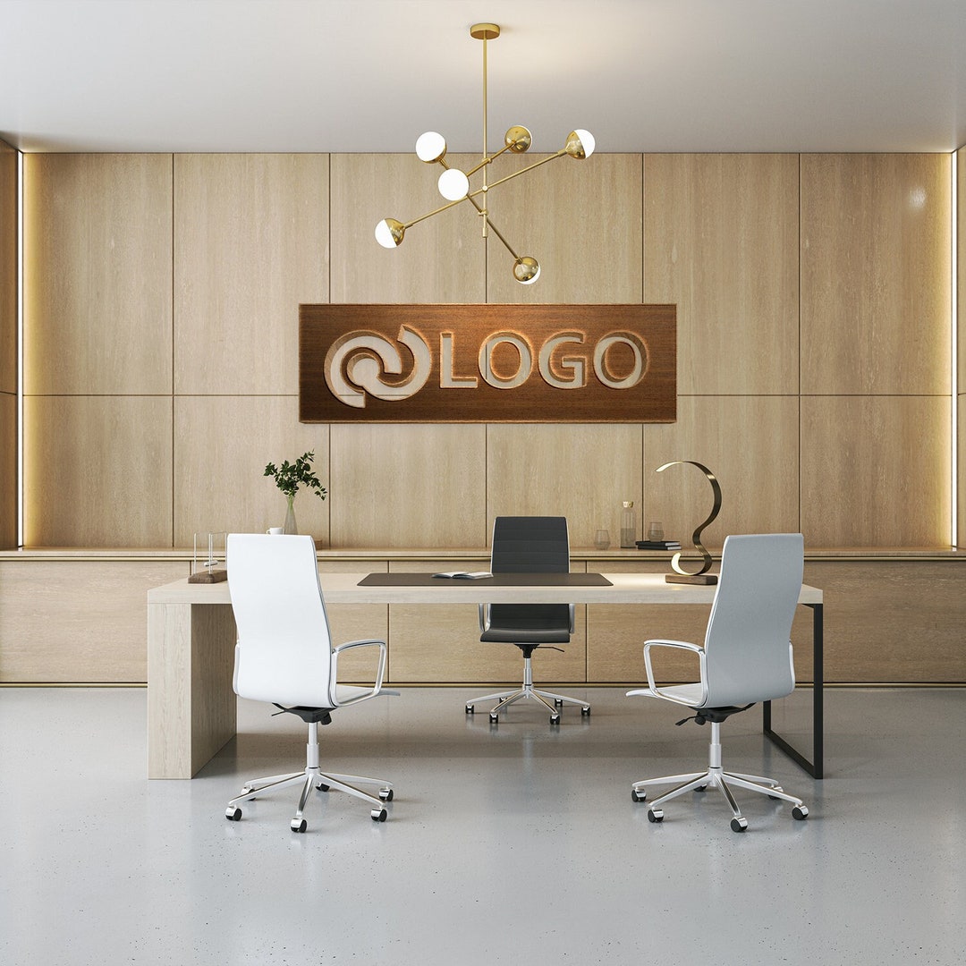 Wooden Logo Sign, Rectangular Frame, Office Sign for Wall, Wooden Logo ...