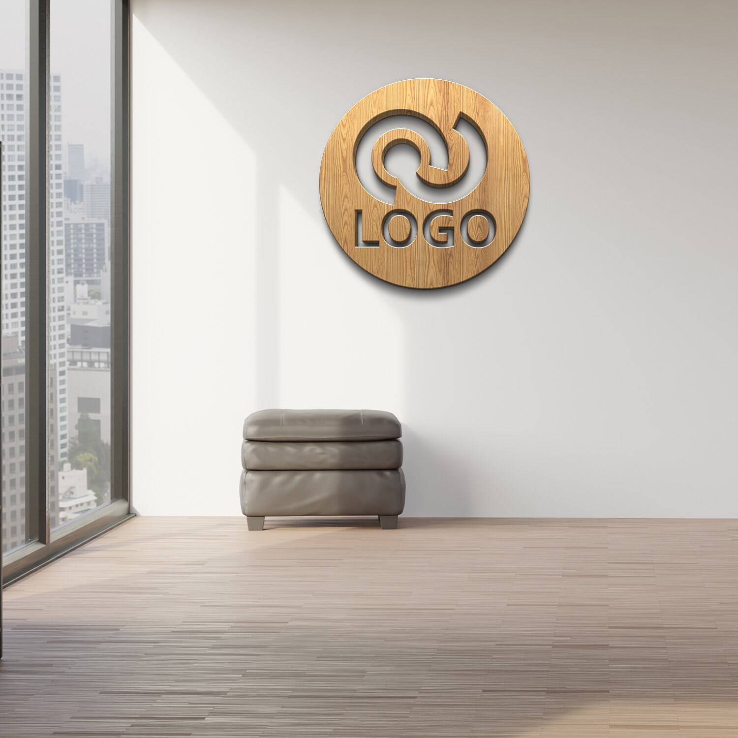 Wooden Logo Sign, Circle Shape, Office Sign for Wall, Wooden Logo ...