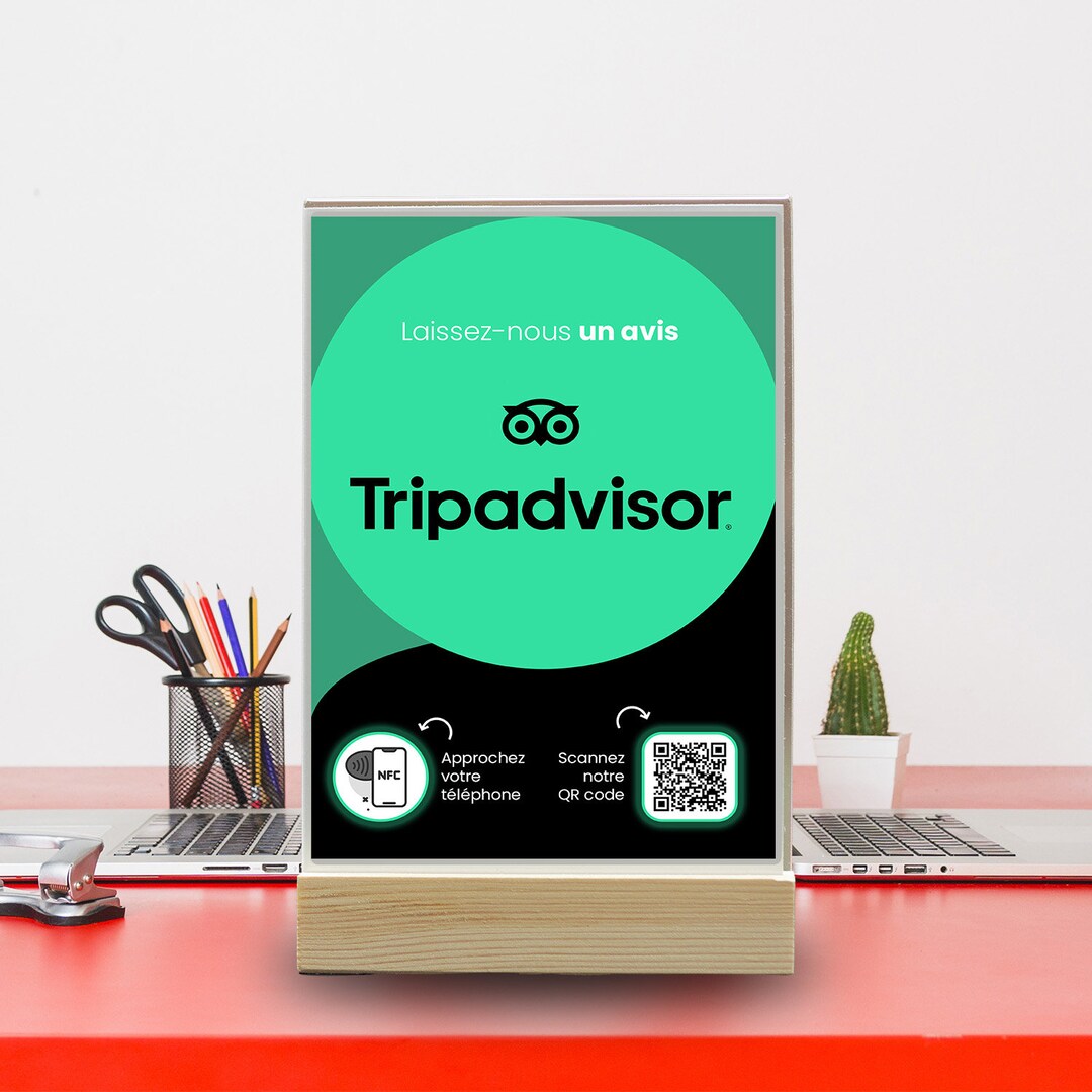 Acrylic and Wood Display With NFC Chip and QR Code Page Tripadvisor ...
