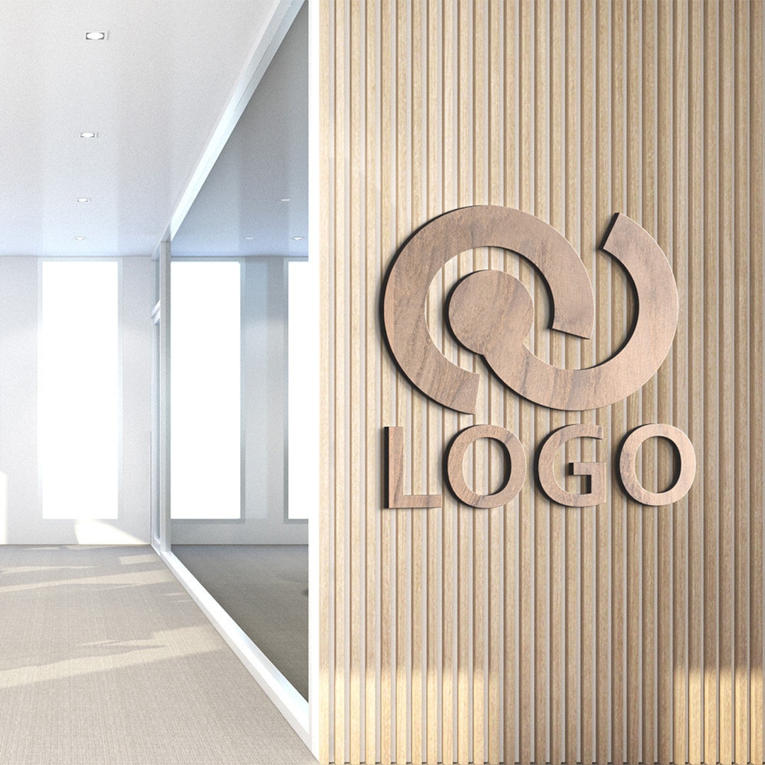 Dark Wood Logo Sign, Office Wall Sign, Wood Logo, Custom Laser Cut Sign ...