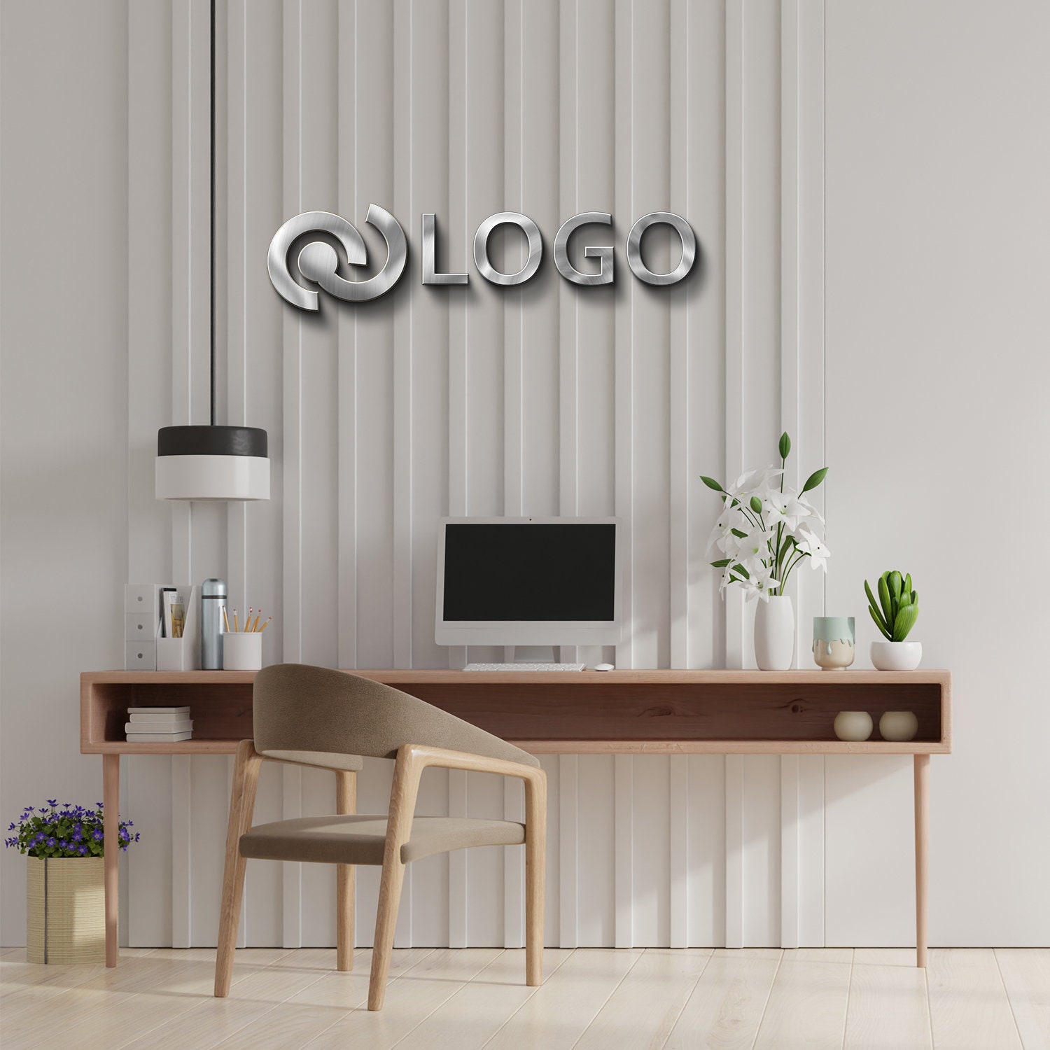 Metal Logo Sign, Office Wall Sign, Gray Metal Logo, Custom Laser Cut ...