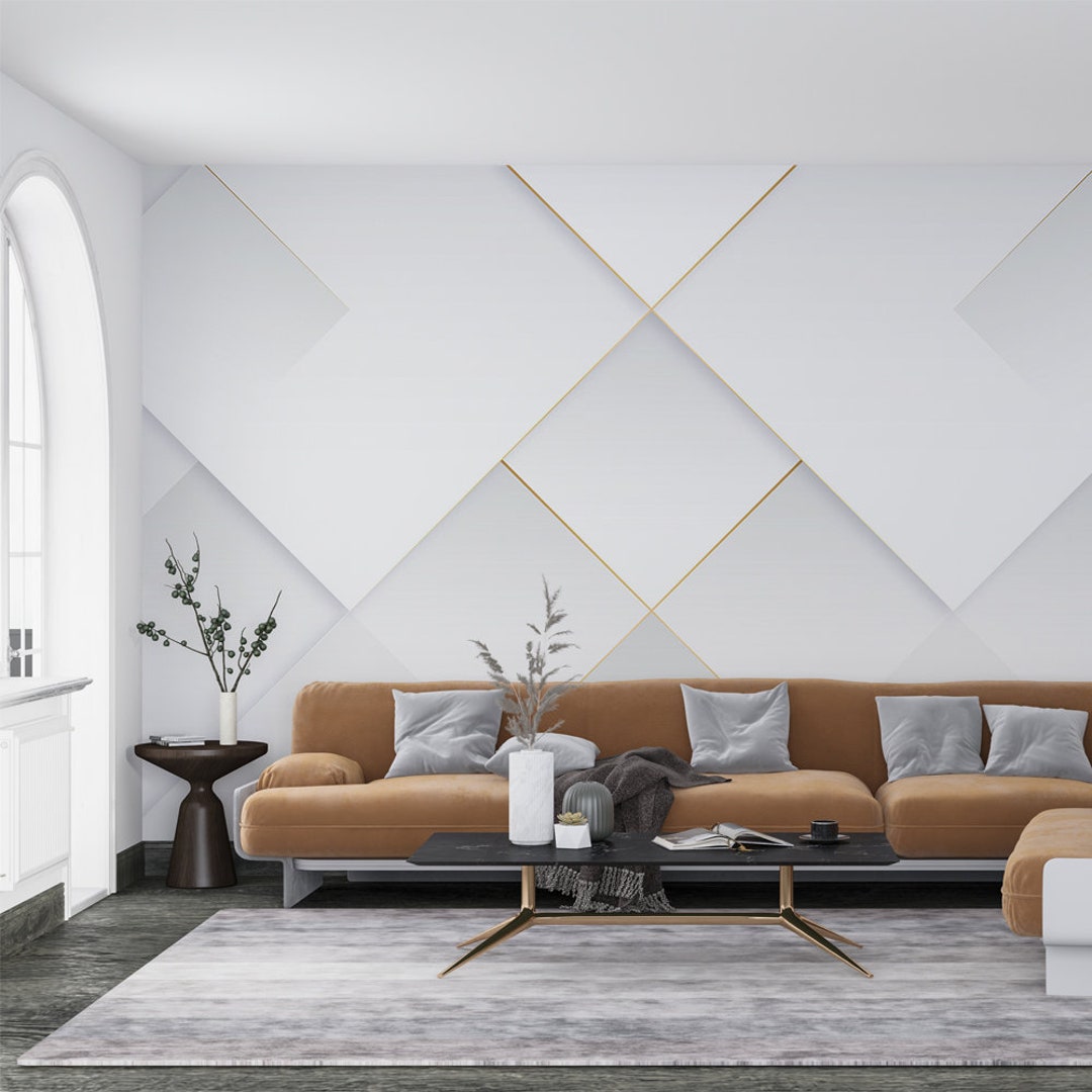 Panoramic Pre-pasted Wallpaper, Abstract Tiles Wallpaper, Quality ...