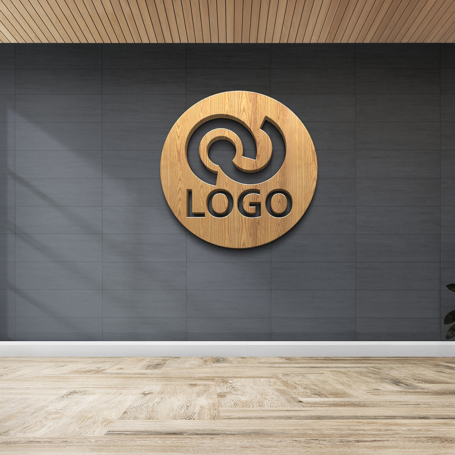 Wood Logo Sign, Circle Format, Office Wall Sign, Wood Logo, Custom ...