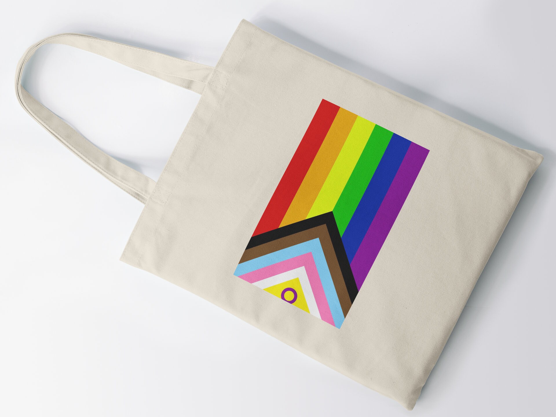 Progress Pride Flag Tote, Inclusive LGBTQ Canvas Bag, Rainbow Pride ...