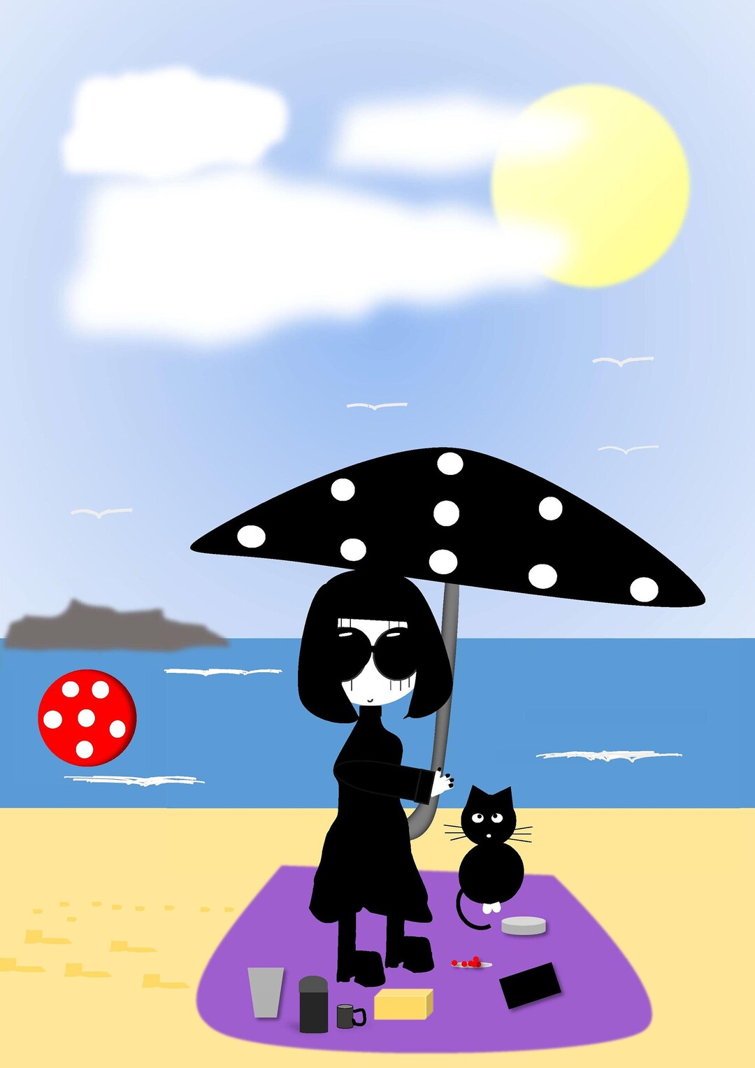 Goth Girl on the Beach Instant Printable Download Wall Art - Etsy