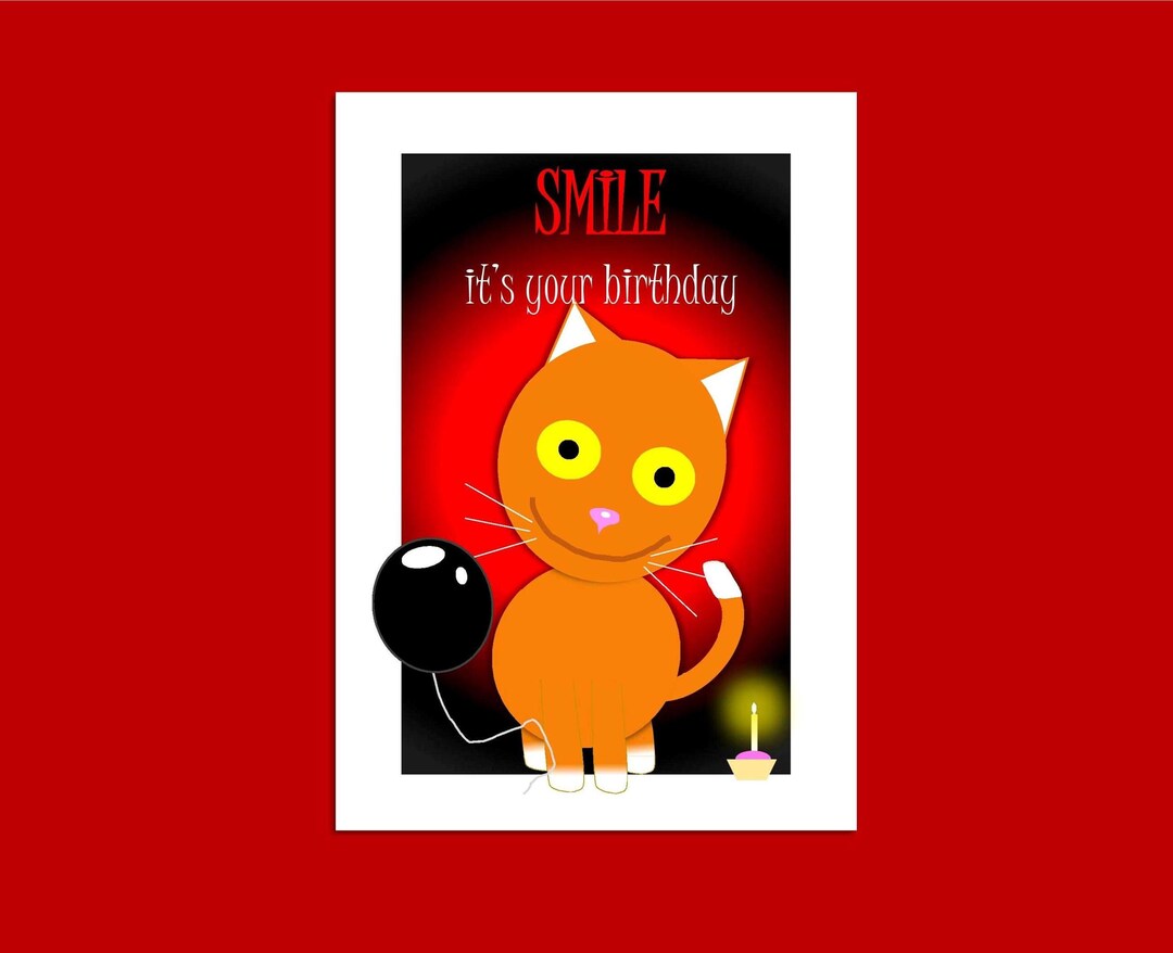 Smile Cat Birthday Card, Funny Horror Film Greeting Card - Etsy