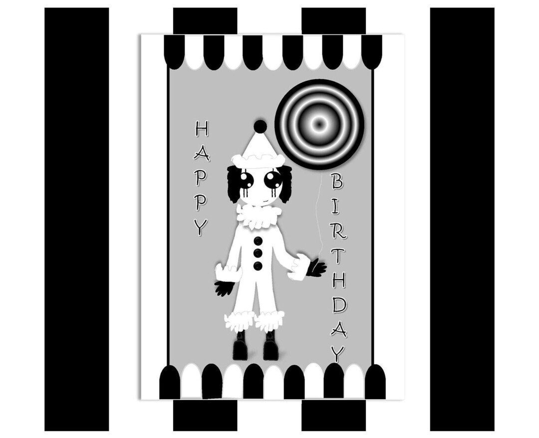 Cute Clown Birthday Card 2 Colours Circus Birthday Card Clown Birthday ...