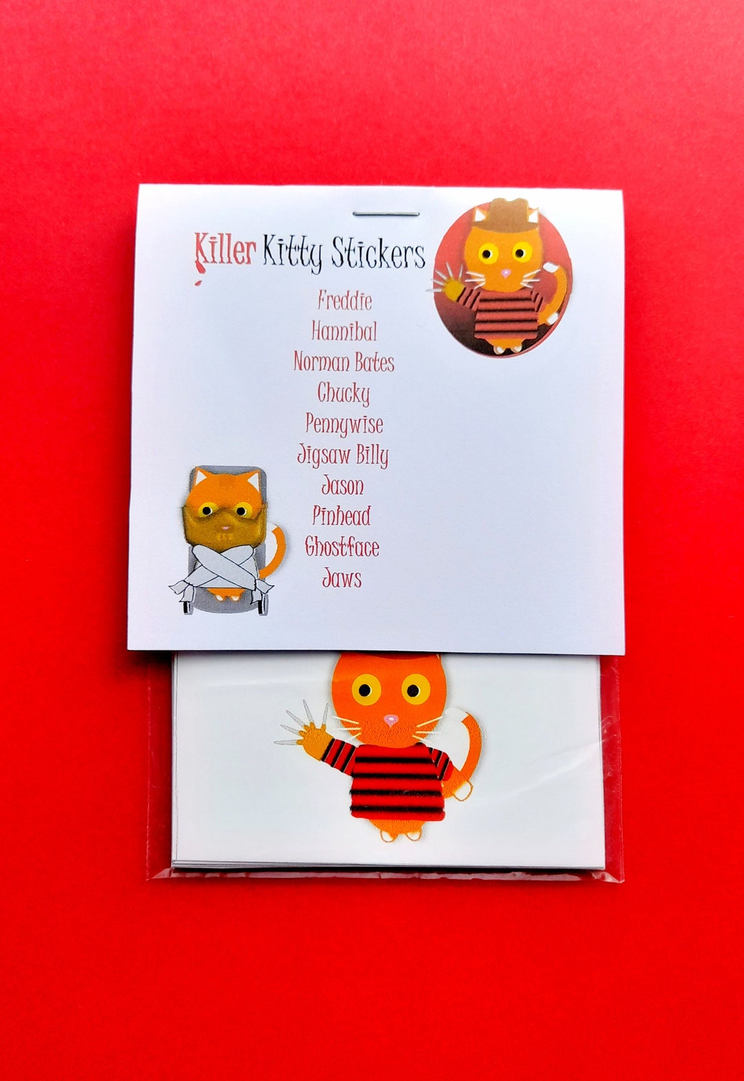 Killer Kitty Horror Film Stickers Jigsaw Billy Friday 13th Psycho ...