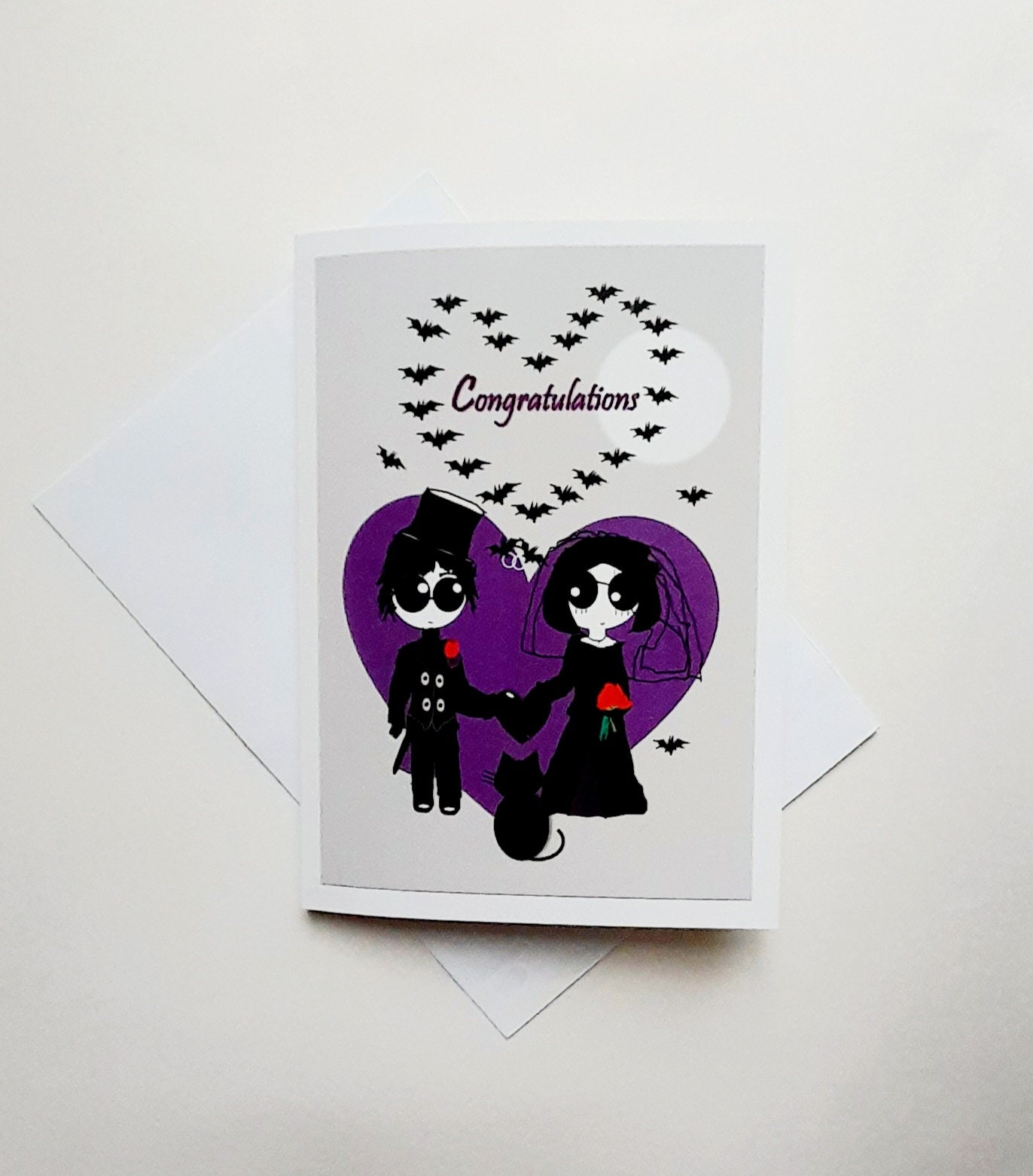 Cute Gothic Wedding Card, Gothic Couple Wedding Card, Alternative ...