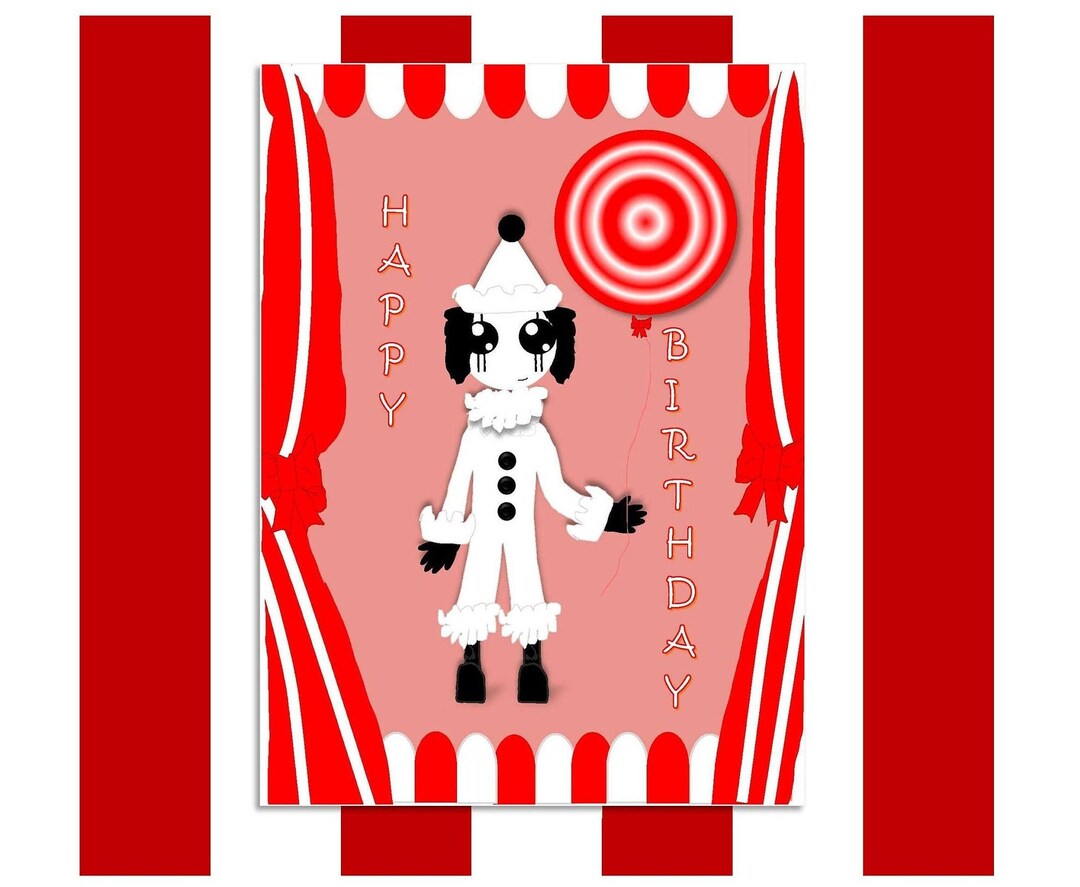 Clown Birthday Card Red Clown Birthday Card Kids Birthday Card Clown ...