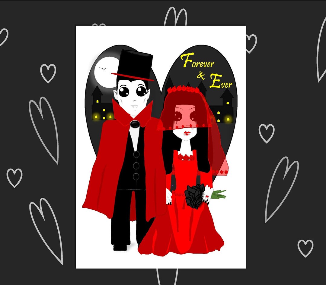 Vampire Wedding Card Gothic Wedding Card Greetings Card Alternative ...
