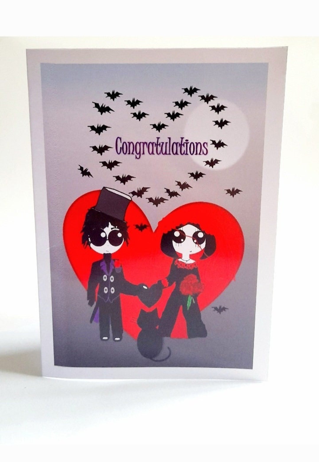 Cute Gothic Wedding Card, Gothic Couple Wedding Card, Alternative ...