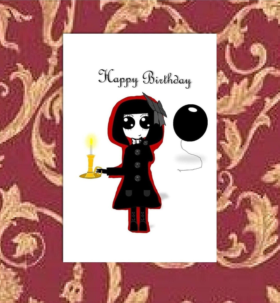 Victorian Goth Girl Birthday Card 3 Colours Happy Birthday Birthday ...