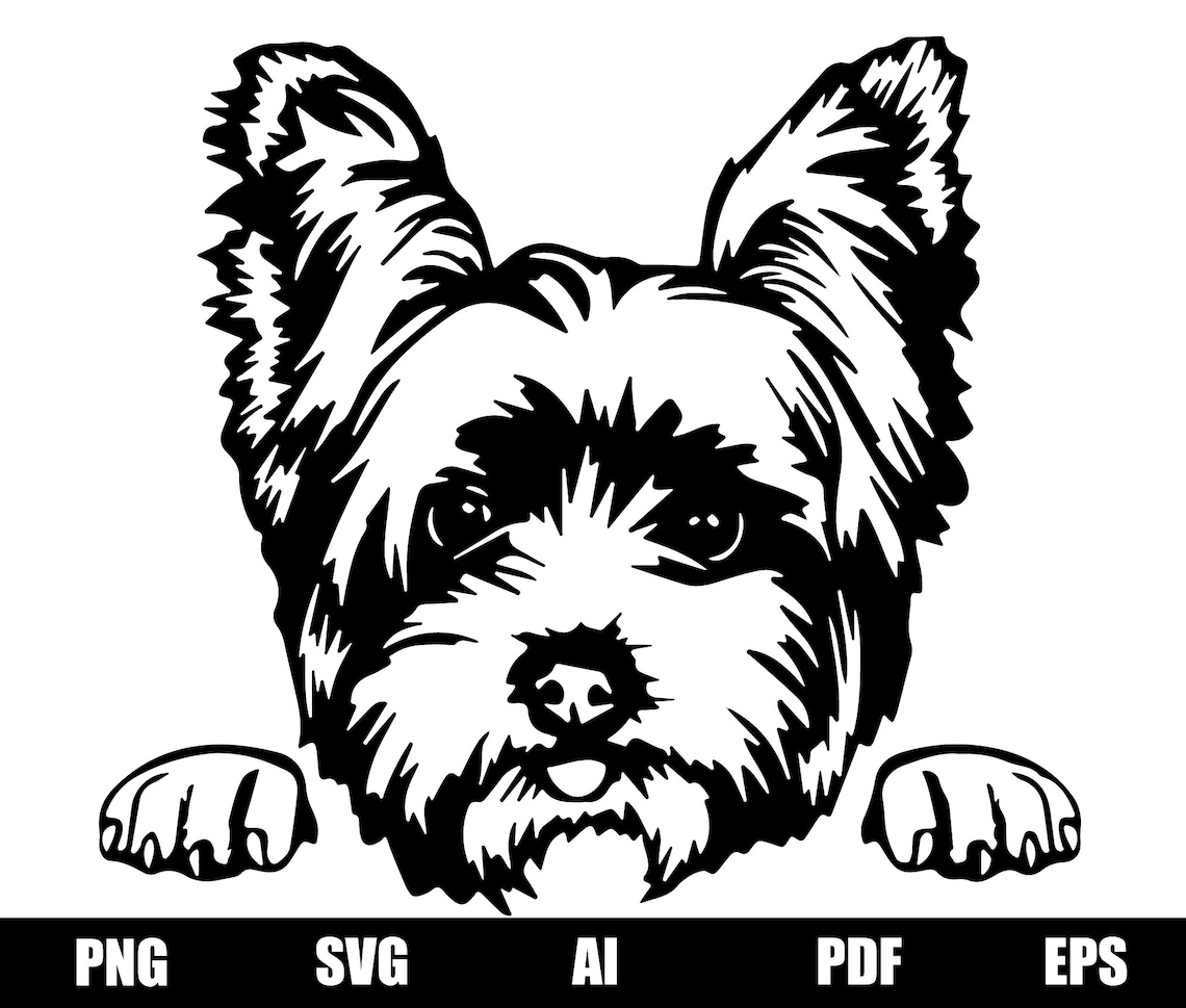 Yorkshire Terrier Svg, Yorkie Face Clipart,dog Svg Cricut, Peeking ...
