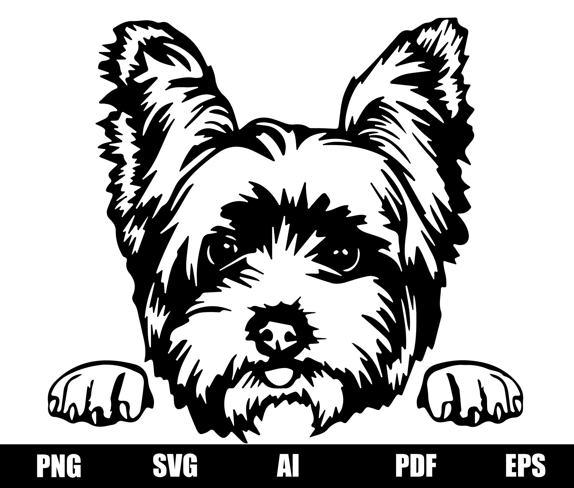 Yorkshire Terrier Svg, Yorkie Face Clipart,dog Svg Cricut, Peeking ...