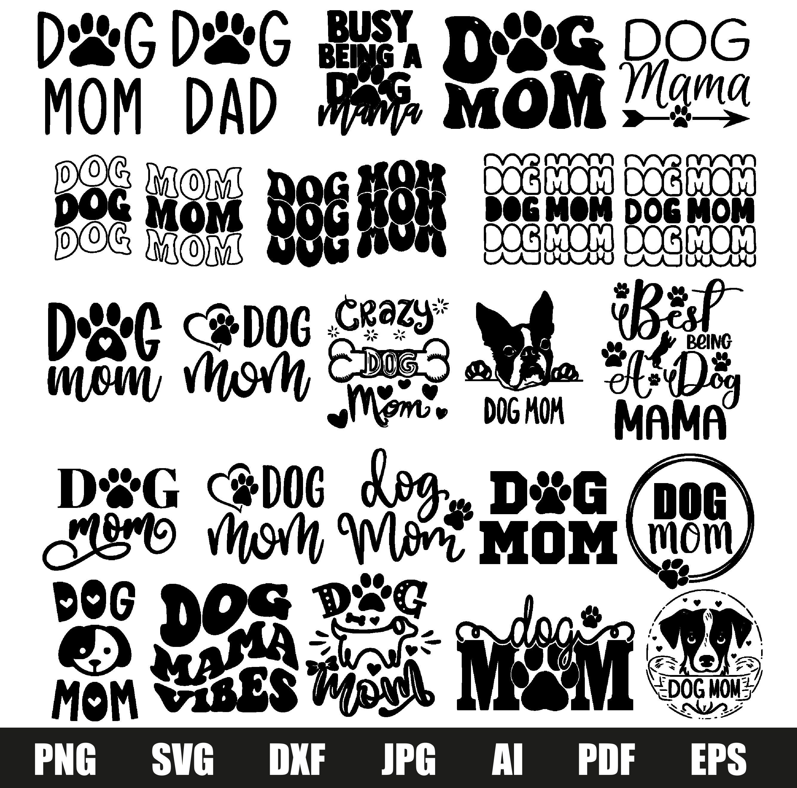 Dog Mom Svg, Dog Mama Svg Bundle, Dog Mom Bundle Cricut SVG Files, Dog ...