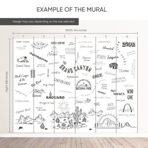 National Parks Wall Mural - Hand-drawn Park Names Black and White ...