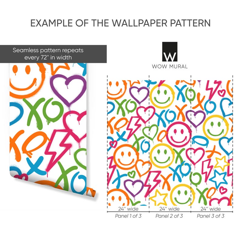 Colorful Smiley Face Graffiti Wallpaper - Abstract Multicolor Rainbow ...