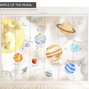 Beige Blue Solar System With Planets Self Adhesive Wall Mural - Kids ...