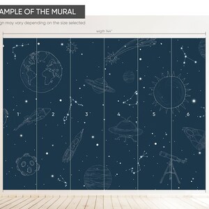 Space & Star Ship Peel and Stick Wall Mural - Cosmos Starry Night Kids ...