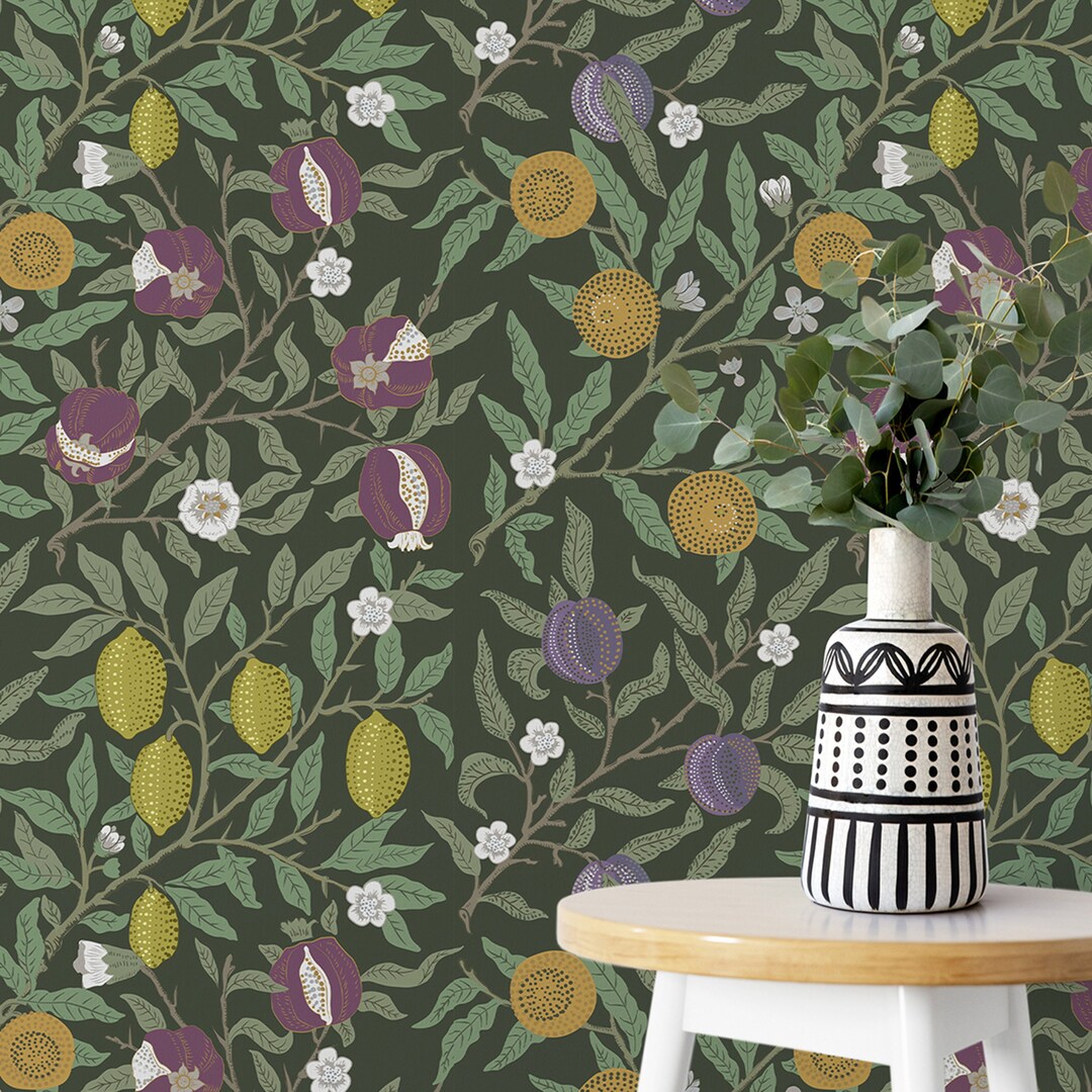 Green White Orchards William Morris Peel & Stick Wallpaper - Antique ...