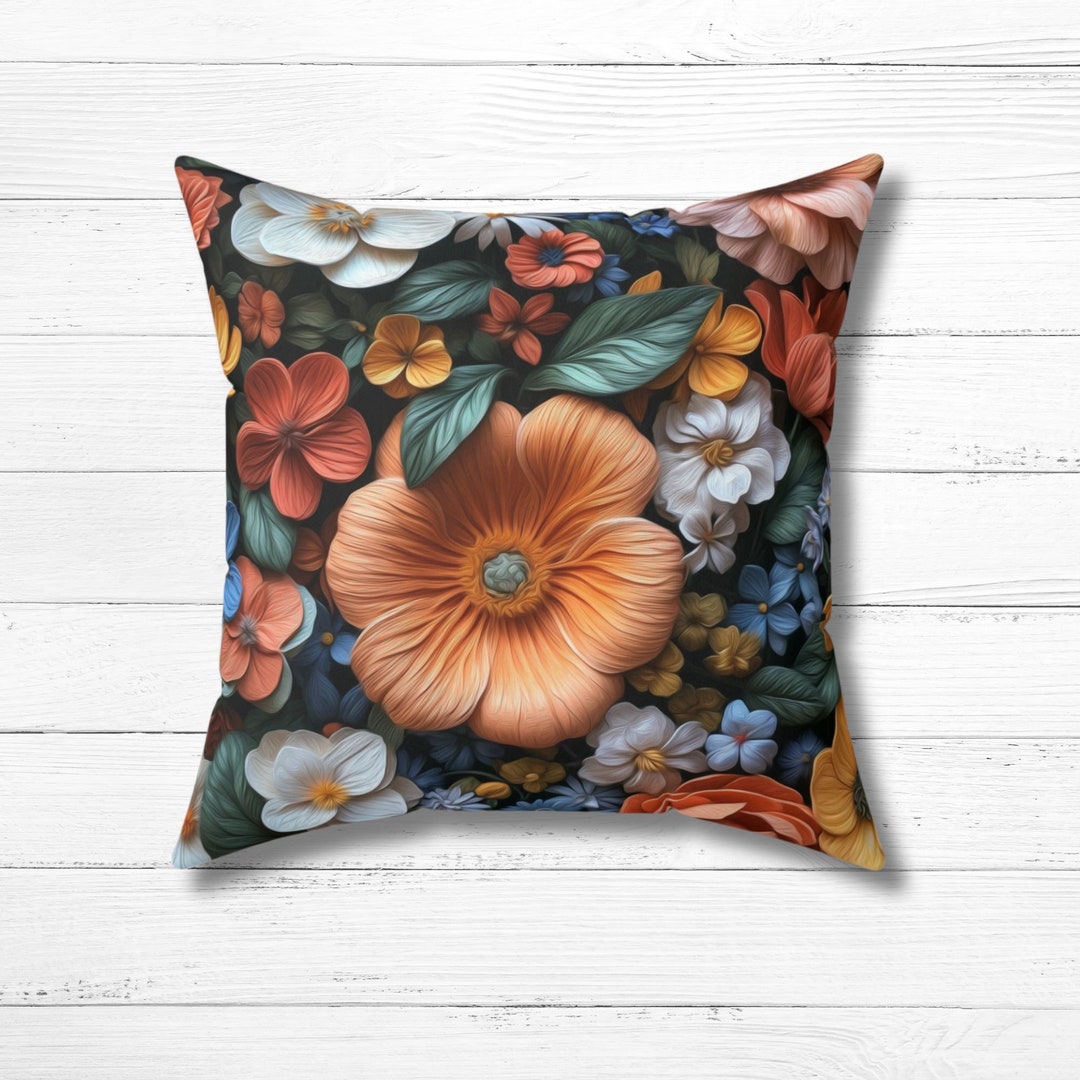Papercraft Flowers Pillow, Faux Suede - Etsy