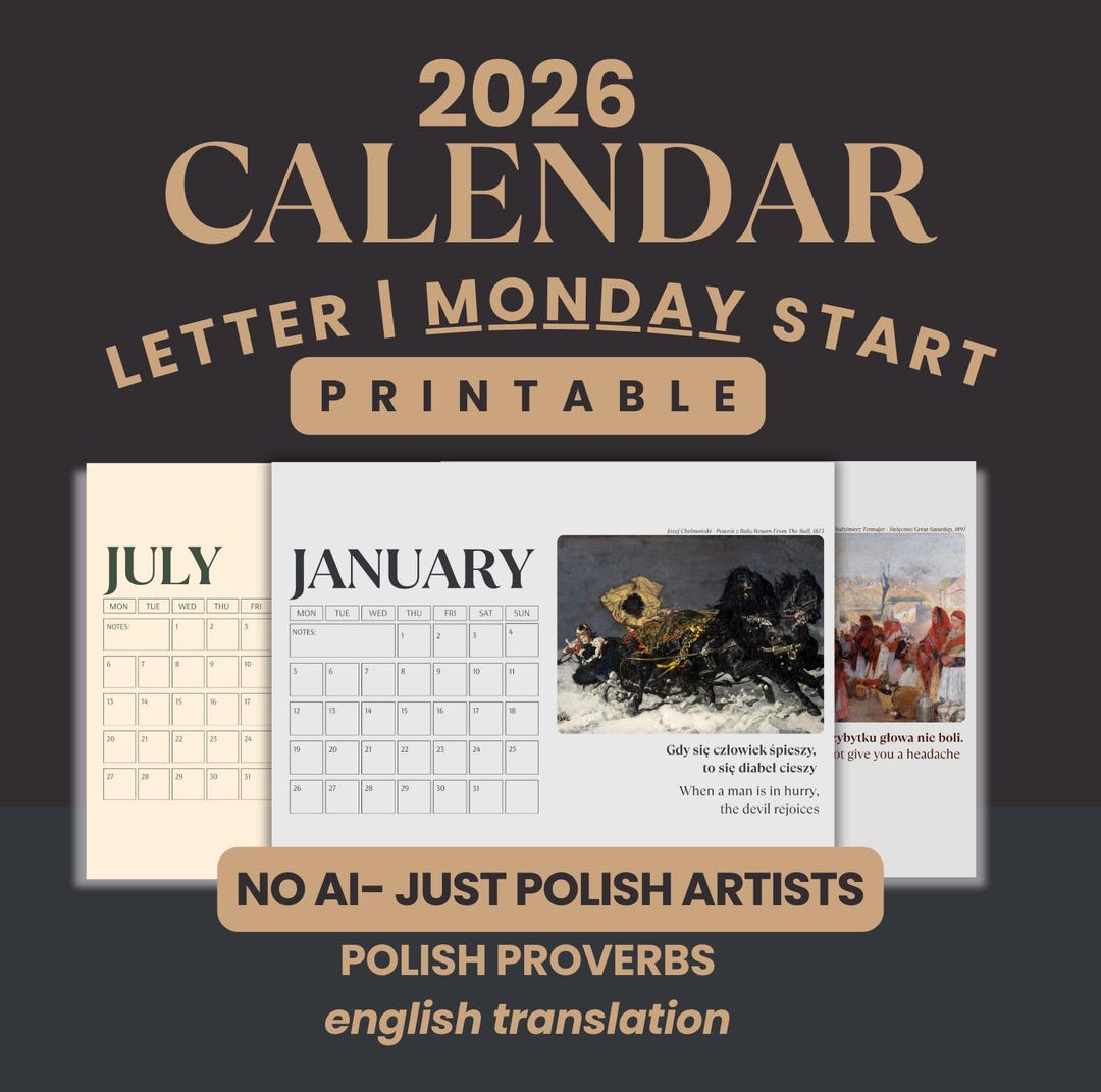 2026 PDF Calendar•monthly Printable Letter Size Digital Planner•monday ...