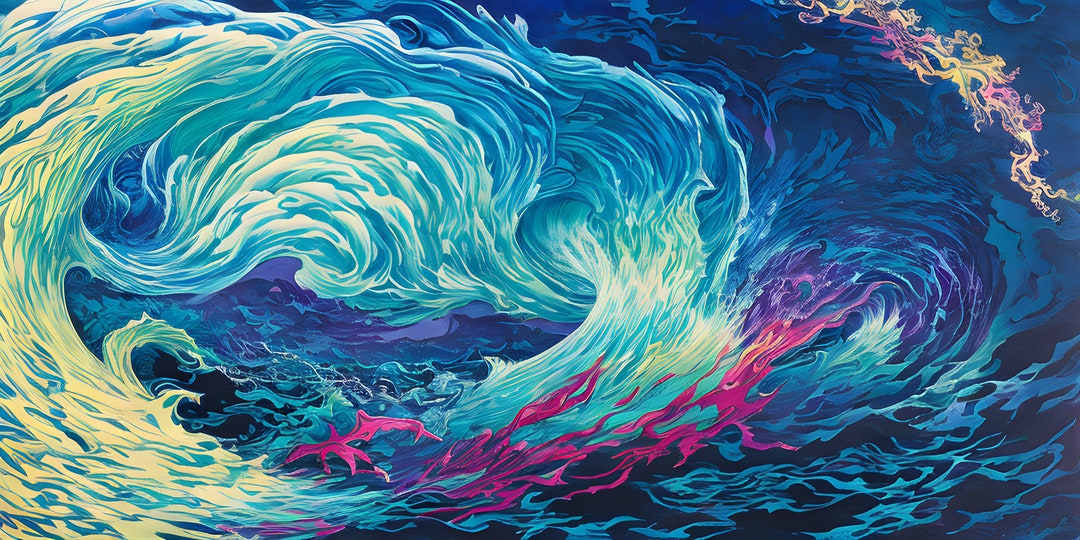 Wave and Crest, Digital Print, Wall Printable, Landscape Background, Ai ...
