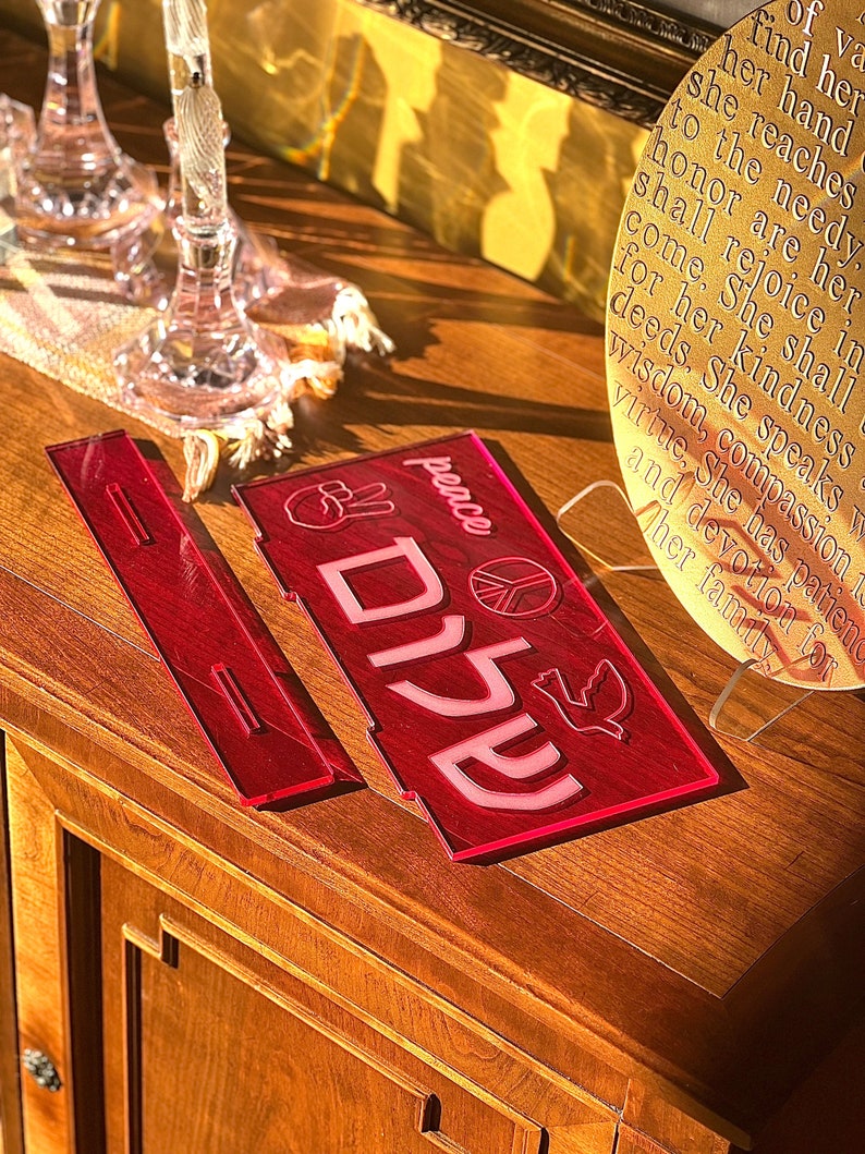 Pink Acrylic Peace Shalom Shelf Decor - Etsy