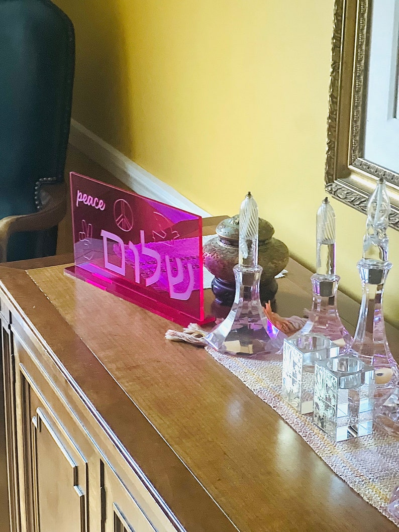 Pink Acrylic Peace Shalom Shelf Decor - Etsy