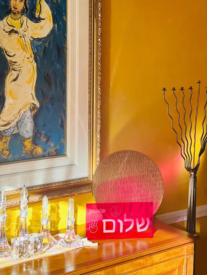 Pink Acrylic Peace Shalom Shelf Decor - Etsy