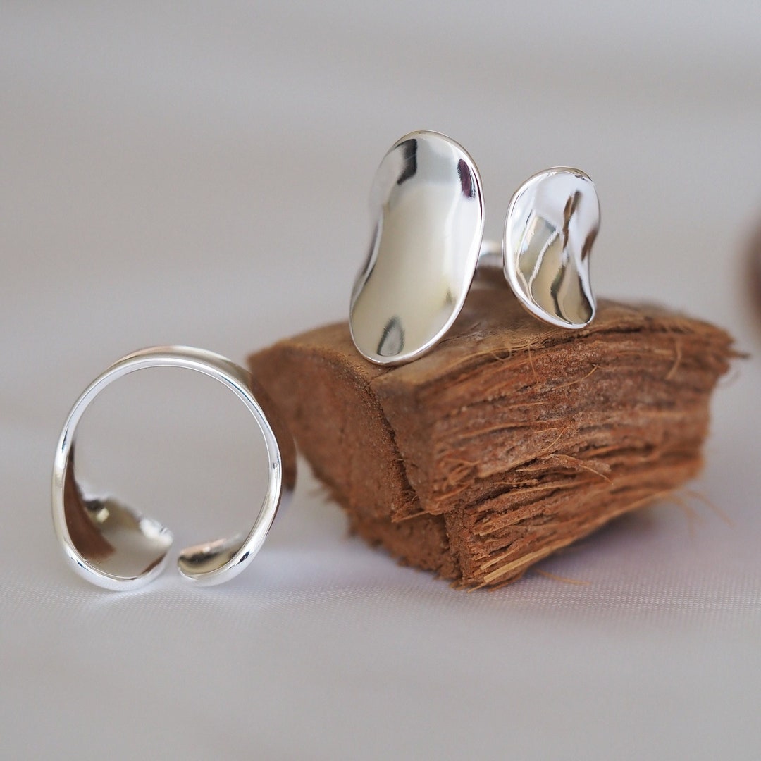 Chunky Silver Thumb or Forefinger Ring, Statement Adjustable Ring, Open ...