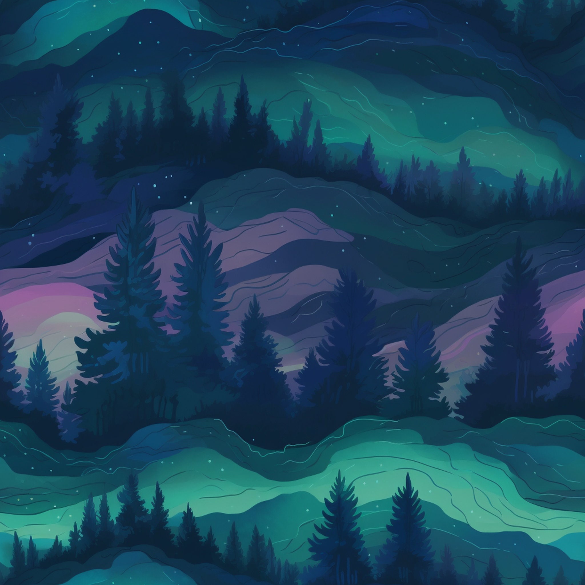 Aurora Borealis Night Sky, Tile Pattern, Seamless Pattern, Repeated ...