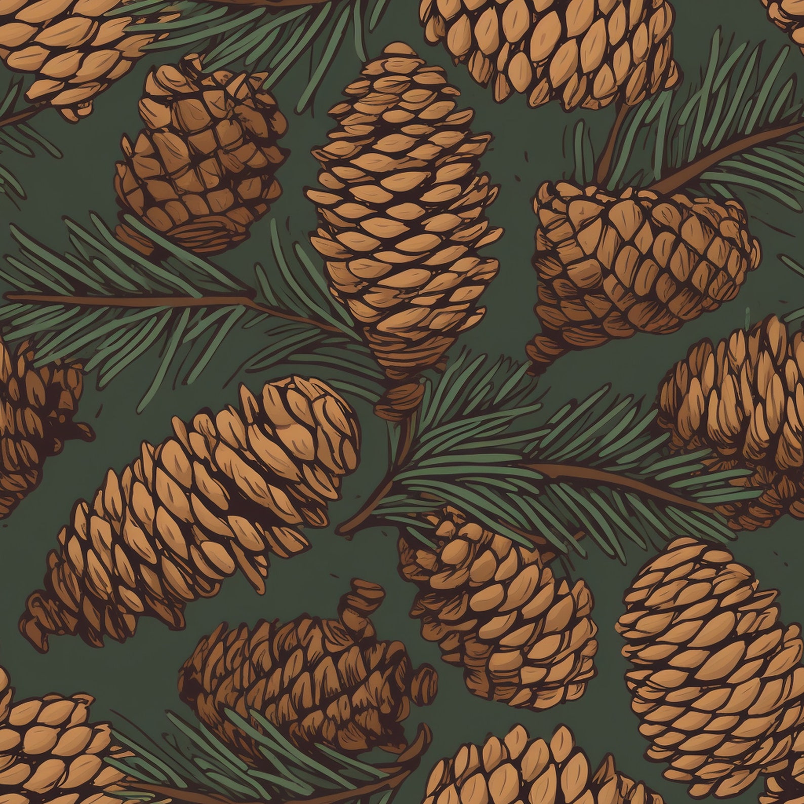 Pinecone Tile Pattern, Seamless Pattern, Repeated Pattern, Nature ...