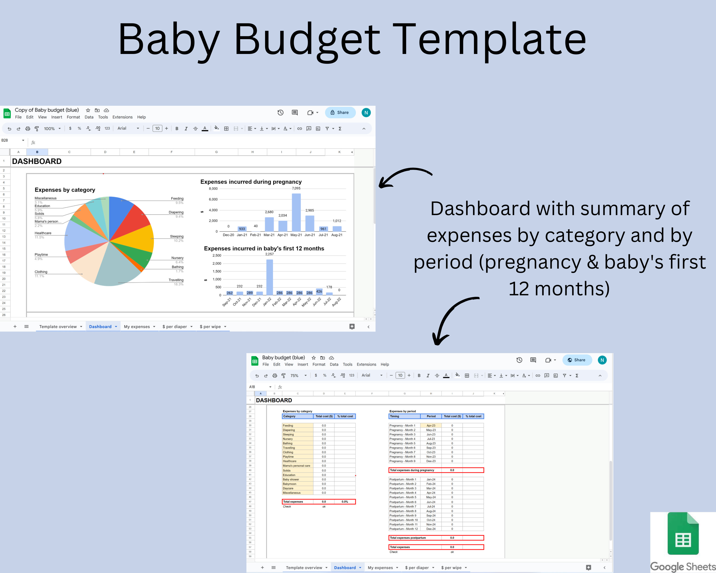 Pregnancy Baby Budget Spreadsheet - Baby Expense Tracker Template ...