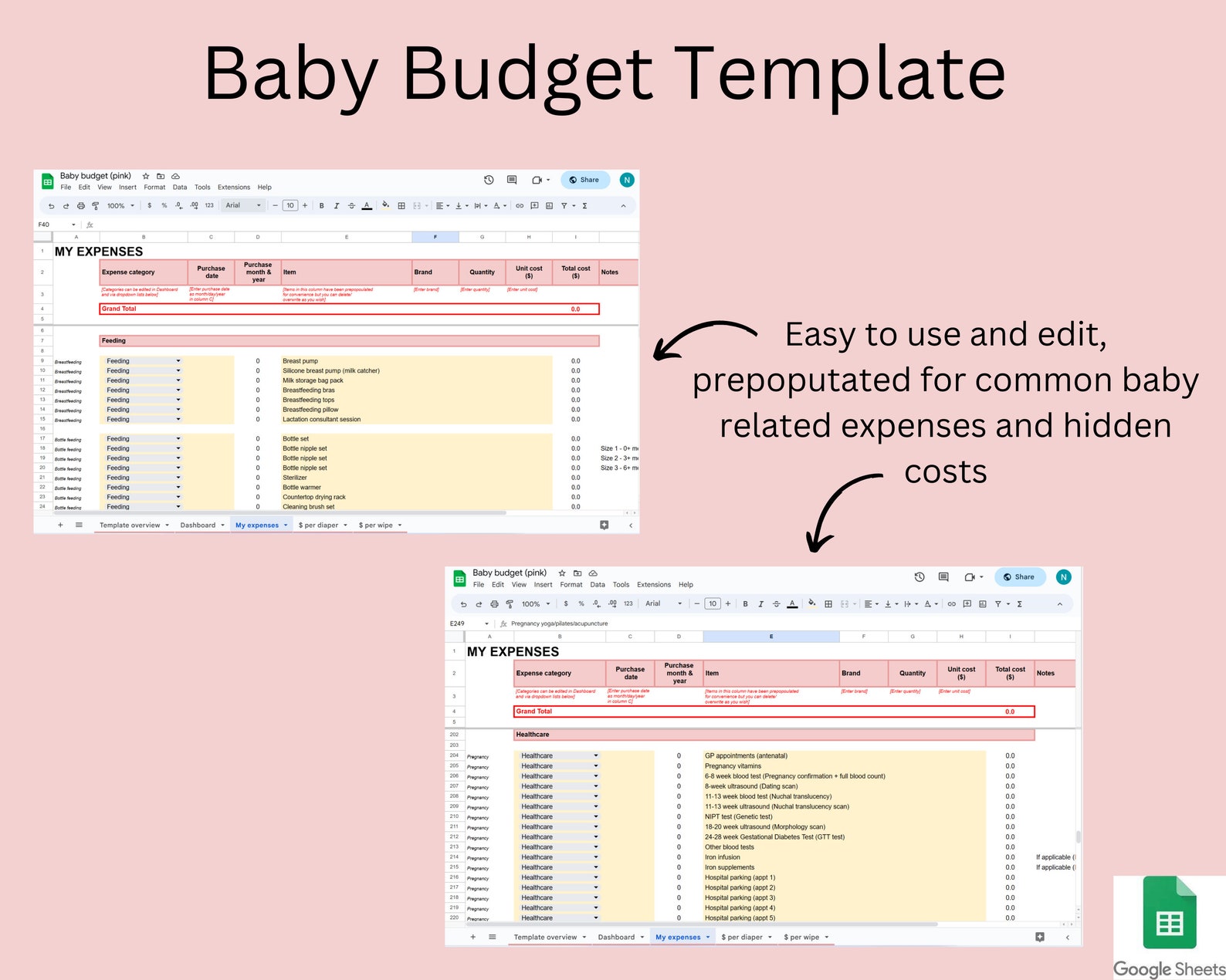Pregnancy Baby Budget Spreadsheet - Baby Expense Tracker Template ...