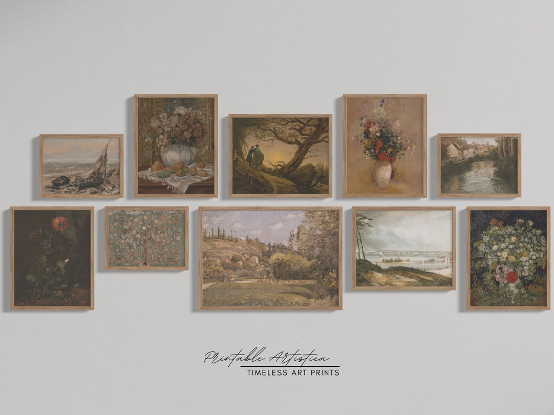 Vintage Printable Gallery Wall Art SET of 10 | Antique Warm Prints ...