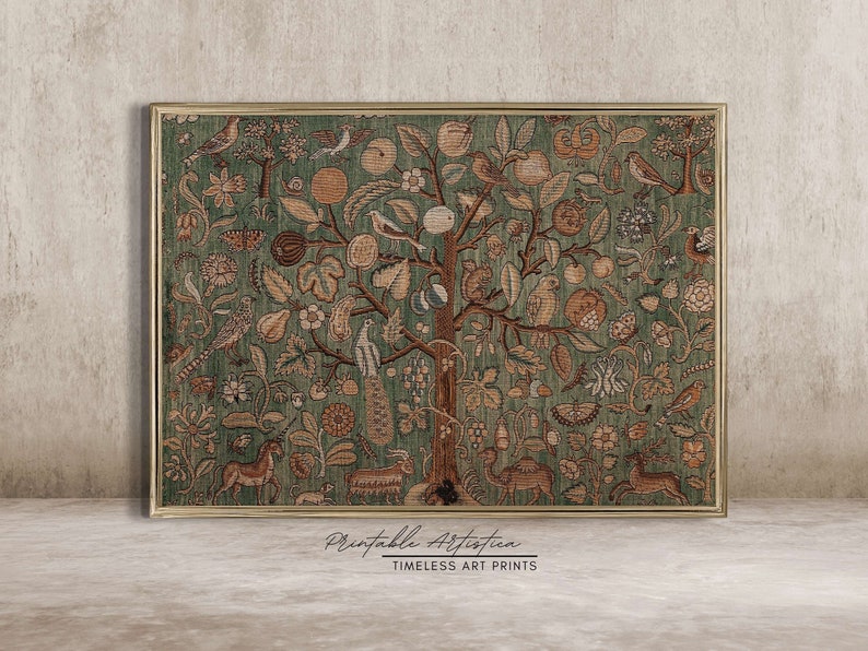 Vintage Fabric Wall Art | Tapestry Pattern Art Print | Printable ...