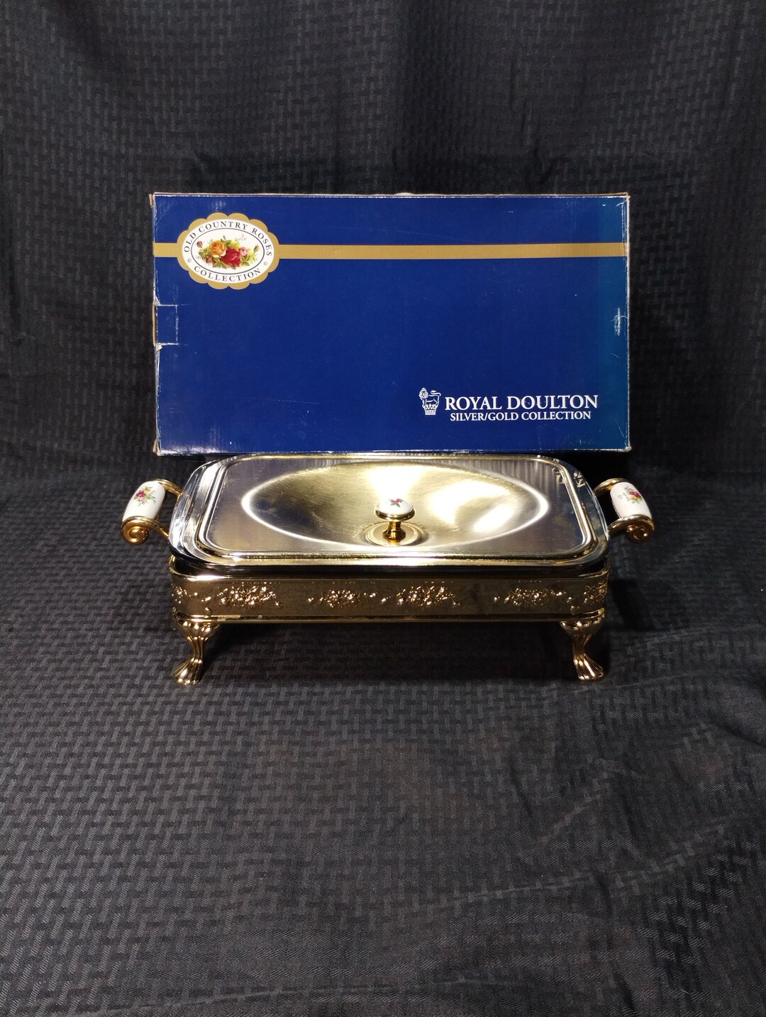 Vintage Royal Doulton Old Country Roses Gold Plated Baker Set - 1990s ...