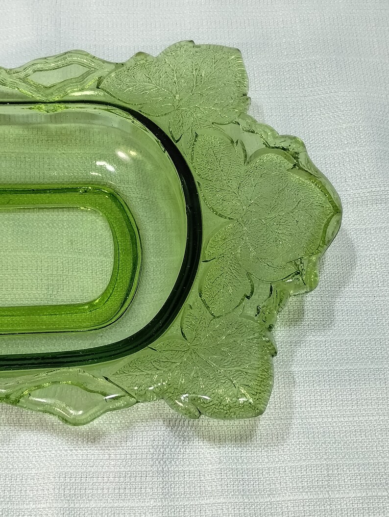 Vintage RARE Green Relish Tray Dish Embossed Grape Leaf Pattern - Etsy