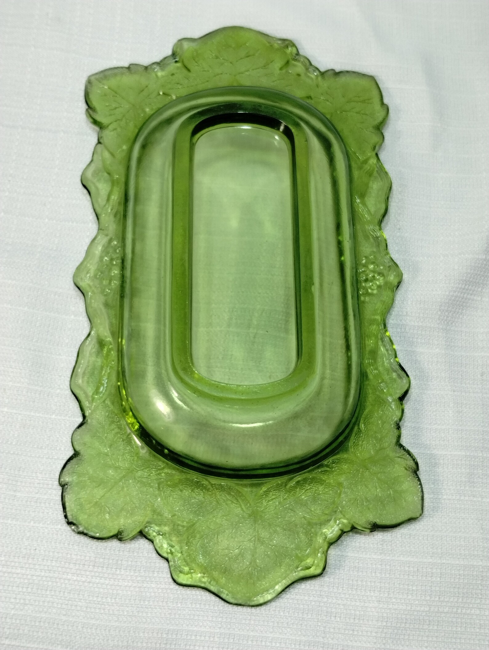 Vintage RARE Green Relish Tray Dish Embossed Grape Leaf Pattern - Etsy