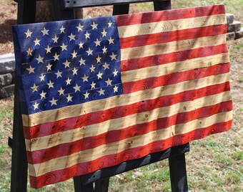 Rustic Wooden Waving American Flag - Etsy