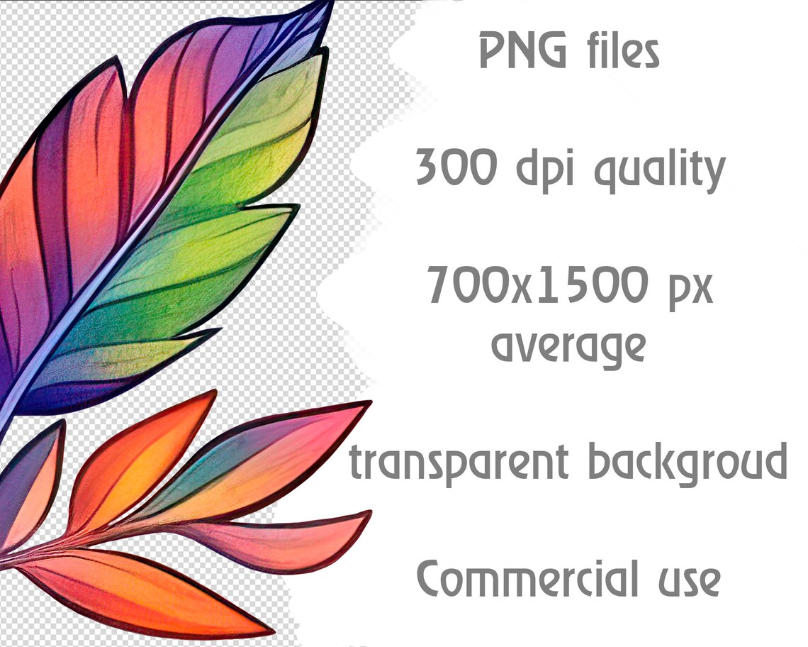 24 PNG Rainbow Leaves Clipart Set Holographic Leaves Digital Images ...