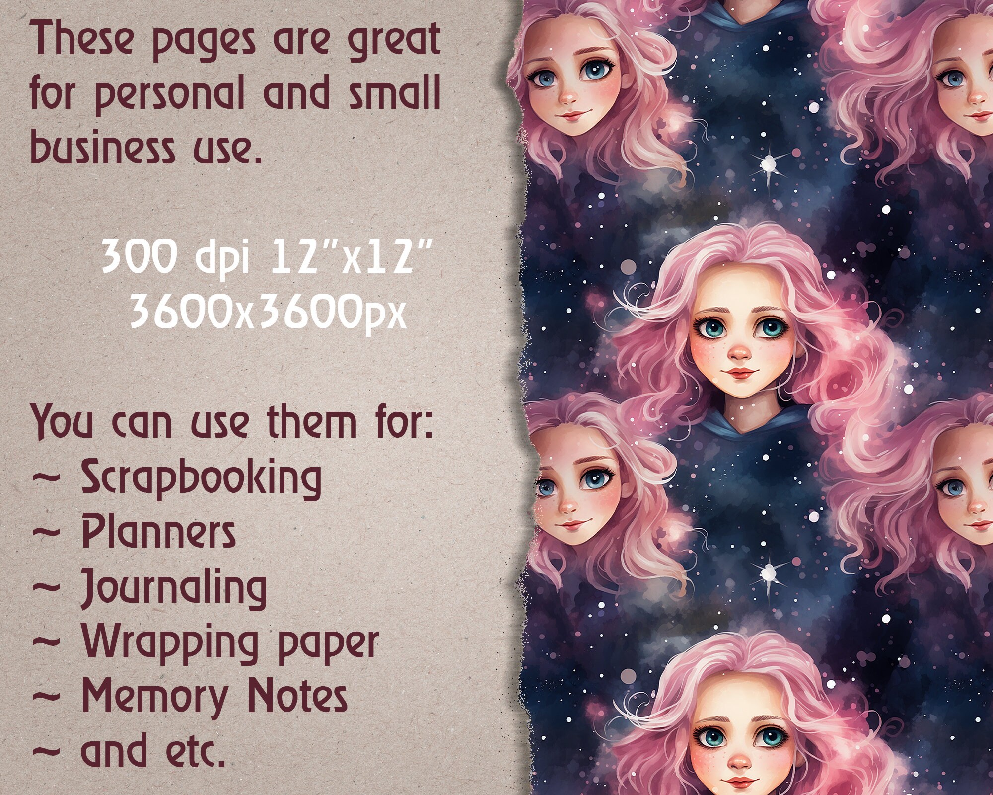 10 Fantasy Mystical Wizard Seamless Paper Magical Watercolor Characters ...