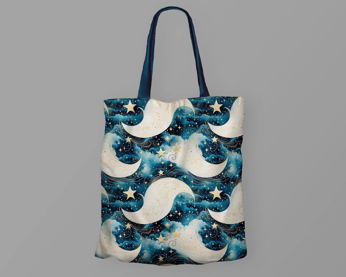 Celestial Starry Night Digital Paper, Magic Moon & Stars Seamless ...