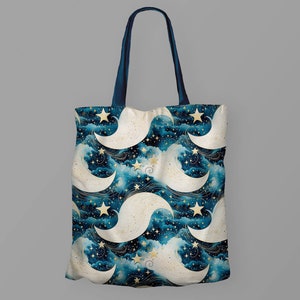 Celestial Starry Night Digital Paper, Magic Moon & Stars Seamless ...