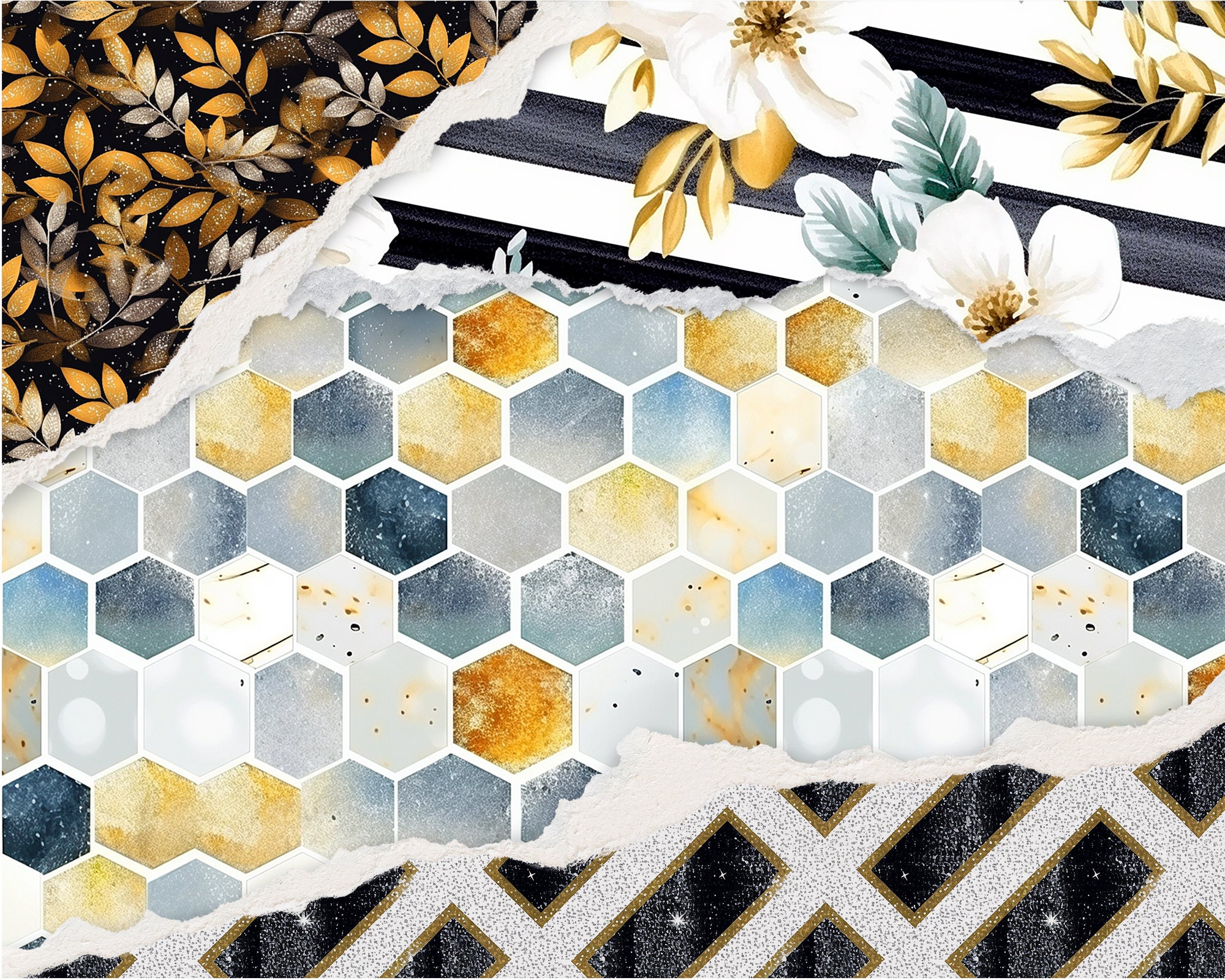 Bees Seamless Patterns, Bees Digital Papers, Bee Watercolor Clipart ...