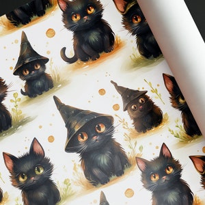 12 Seamless Patterns Witch's Cats, Watercolor Halloween Digital Papers ...